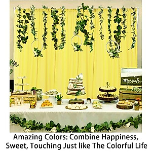 ShinyBeauty Chiffon Backdrop Curtain 2 Panel 29x108 Yellow Tulle Backdrop Chiffon Backdrop Drapes 5FTx10FT Yellow Chiffon Backdrop Wedding Chiffon Curtains for Backdrop(29x108'' x2pcs, Yellow)