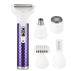 VOCOSTE Electric Razor for Women, 5 in 1 Electric Shaver for Women, Portable Rechargeable Hair Trimmer Wet and Dry Cordless Women Shaver Hair Remover for Face, Legs, and Bikini, Purple