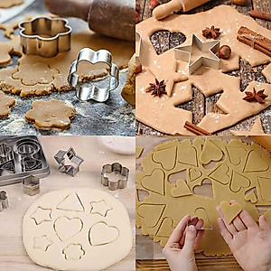 KSPOWWIN 27PCS Mini Cookie Cutters, Geometric Shapes Metal Cookie Biscuit Cutter Set, Star Flower Hexagon Round Heart Square Triangle Oval Stainless Steel Cutter for Baking