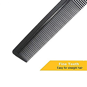 Carbon Fiber Cutting Comb, Professional 8.3” Hair Dressing Comb, Anti Static Heat Resistant Comb For All Hair Types, Fine and Wide Teeth Hair Barber Comb