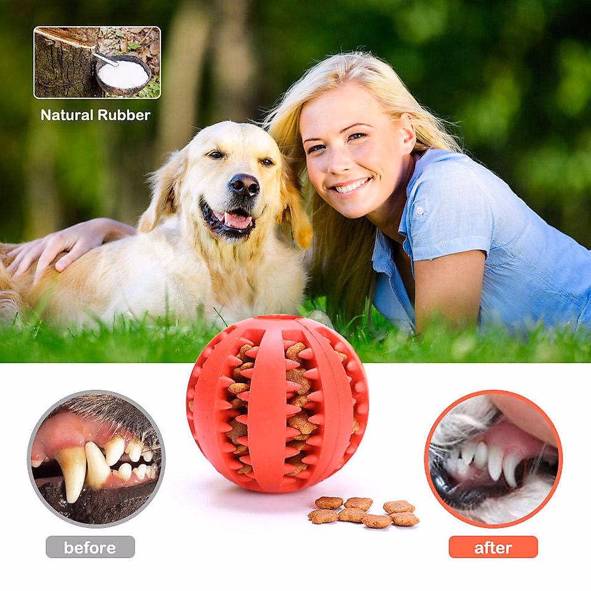 Pet Toy Durable Soft Rubber Ball Chew Toys Tooth Cleaning Leakage Food - Small Dogs - All Breeds Dog Toys
