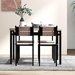 HOMCOM 5-Piece Dining Table Furniture Set Modern Industrial Table with 4 Chairs for Dining Room, Kitchen