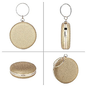 UBORSE Round Rhinestones Clutch Evening Bags for Women Gold Formal Bridal Wedding Clutch Purse Prom Cocktail Party Handbags