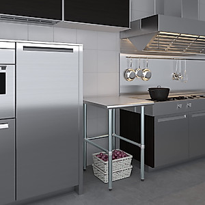 AmGood Stainless Steel Work Table Open Base | NSF Kitchen Island Food Prep | Laundry Garage Utility Bench (30" Long X 30" Deep)