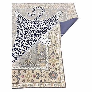 Allen Home Wool Area Rug | Leopard Rug Rust | Traditional Decorative Carpet | Area Rugs Suitable for Bedroom, Living & Dining Room | 100% Wool | 100% Cotton Backing | Octavia Natural (5'X8')