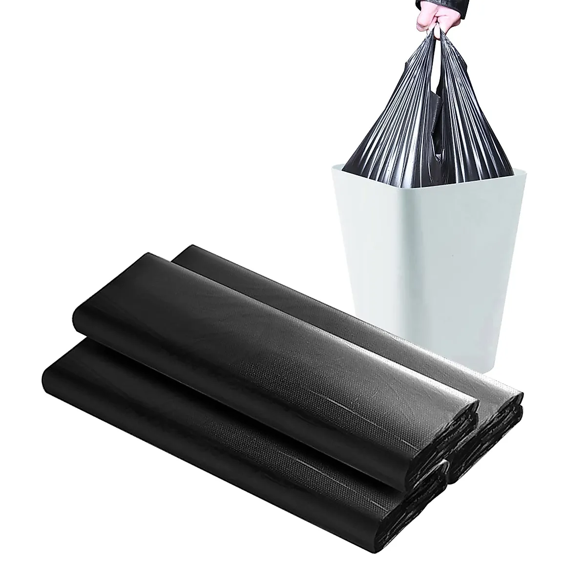 Small Trash Bags, Strong Black Garbage Bags, Unscented Thicken Bin Liner for Bedroom Home Kitchen (2 Gallon 100 Count)