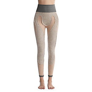 Winnerlion Women's Sherpa Fleece Lined Leggings Winter High Waist Fit Thick Fleece Warm Knee Pads Trousers Pants (Gray, M)