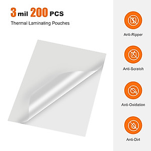 Bonsaii Laminating Sheets, 200 PCS 3mil Thermal Laminating Pouches, 9 x 11.5 inches, Letter Size, Clear and Durable, Suitable for Multiple Fields of Use-LP200