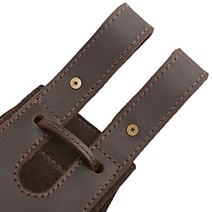 Cowhide Leather Ammo Gun Shell Pouch Bag, Drawstring Bag Cartridge Storage Case Attached Belt Waist (Small - 4.5")