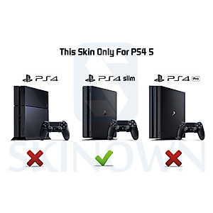 SKINOWN Blue Fire Flame Skull Sticker Vinly Decal Cover for Sony PS4 PlayStation 4 Console and Controller