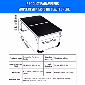 Utdfbwq Portable Folding Table, Outdoor Folding Table, Folding Beach Table, Laptop Table, Suitable for Outdoor Travel, Camping, Beach, Barbecue, Picnic, Party, Patio, Etc. (Black)