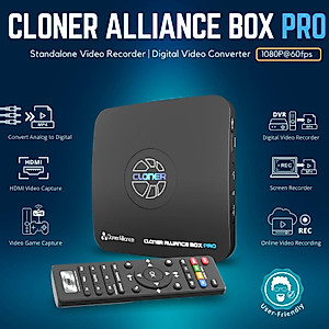 ClonerAlliance Box Pro, 1080p@60fps Video Recorder, DVR with HDMI Capture, Playback on TV. RCA/YPbPr/VGA to Digital Converter. Schedule Recording. No PC Required.