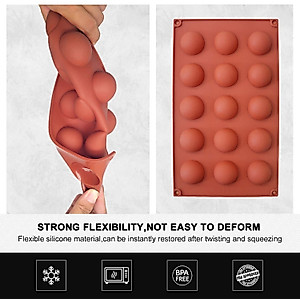 Small 15-Cavity Semi Circular Silicone Mold, 2 Packs Half Sphere Silicone Baking Molds for Making Jelly, Chocolates and Cake