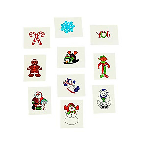 Christmas Holiday Glitter Temporary Tattoos For Kids (72 Pieces) Holiday Favors and Giveaways, Stocking Stuffers