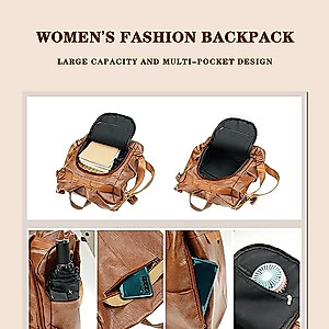 Ecoyin Backpack Purse for Women Fashion Leather Anti-theft Backpacks Ladies PU Handbags Travel Casual Shoulder Bags Black