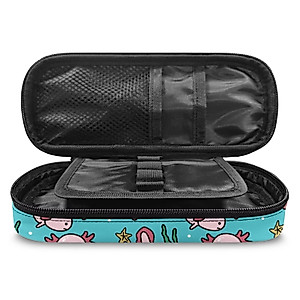 DISNIMO Axolotl Large Pencil Case for Boys Girls Cute Canvas Kids Pencil Pouch with Zipper Big Capacity Pencil Bag Organizer Box for School Home Office Travel
