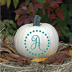 Monogram Halloween Vinyl Decal | Personalized Pumpkin Decor | Customized Letter with Circle of Dots Halloween Home Decor, Thanksgiving, or Fall Harvest Decorations| Decal Only | CustomVinylDecor
