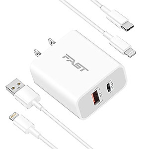 [Apple MFi Certified] iPhone 12 13 14 Fast Charger, ARCCRA 20W PD Dual Port USB C Wall Charger Plug Charging Block Adapter + 2 X 6FT Lightning Cable for iPhone 14 13 12 Pro Max Mini 11 XS XR X, iPad