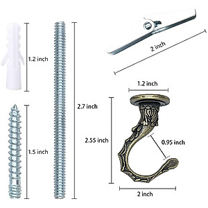 OBSTKUCHEN 5 Sets Swag Ceiling Hooks Heavy Duty Swag Hook with Hardware for Hanging Plants Ceiling Installation Cavity Wall Fixing (5 Sets Bronze)