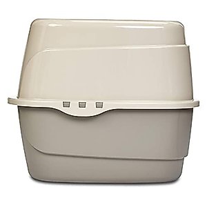 Amazon Basics No-Mess Hooded Corner Cat Litter Box, Triangle, Charcoal, 26 in x 20 in x 23 in