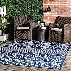 nuLOOM Celine Aztec Indoor/Outdoor Area Rug, 5' x 8', Blue