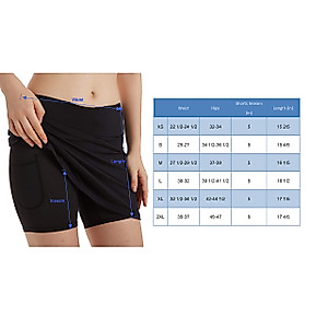 Women's Active Athletic Skirt Sports Golf Tennis Running Pockets Skort Black XS