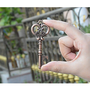 50 Pcs Copper Skeleton Key Beer Bottle Opener With 100 Pcs Thank You Card and 98 Feet Hemp Rope for Wedding Party Favors(50pcs Copper)