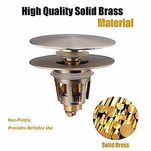 Artiwell Universal Bathroom Sink Drain Stopper, Fits Most Pop-Up Drains for Vessel Sink Lavatory Vanity, Sink Drain Strainer with Detachable Hair Catcher, Tested by Plumber in US (BRUSHED NICKEL)