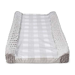Wipeable Changing Pad Cover with Plush Sides Checkered - Cloud Island Gray Gray