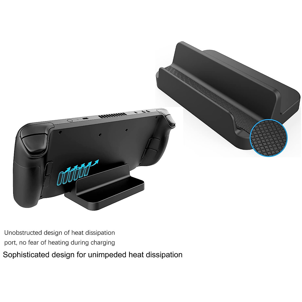 TIZOPO Stand Base for Steam Deck, Switch Stand for Nintendo, Portable Dock for Steam Deck/Nintendo Switch/Switch Lite/Switch OLED with Anti-Slip Silicone Pad - Black