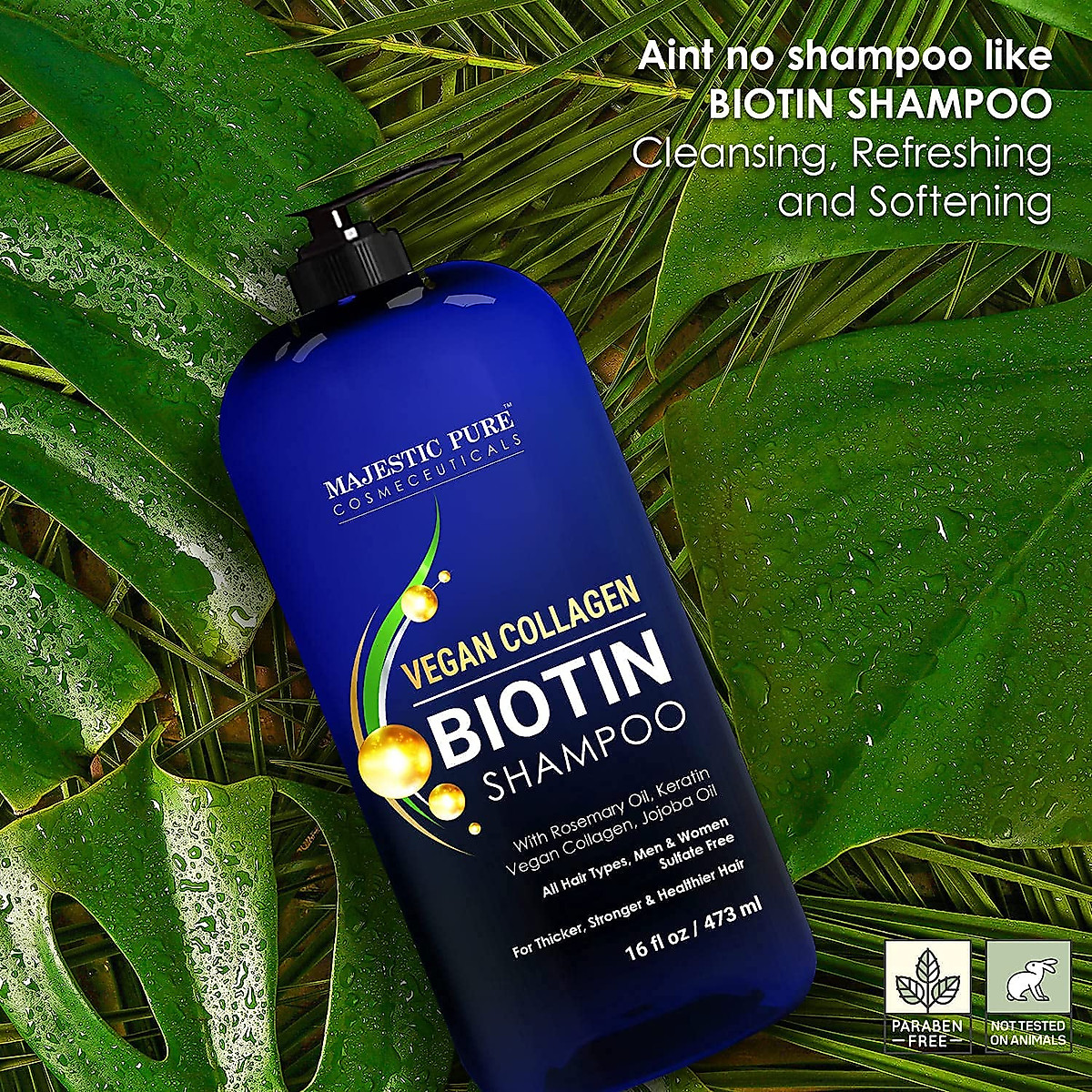 Majestic Pure Jamaican Black Castor Oil (16 oz) and Vegan Collagen Biotin Shampoo (16 oz) Bundle