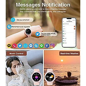 Smart Watch for Women,Answer/Make Call,1.32'' HD Touchscreen,100 Sports Modes Fitness Tracker with Heart Rate/Sleep Monitor/Blood Oxygen,IP67 Waterproof Smartwatch for iPhone Android Pink Purple