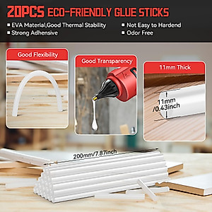 100W Hot Glue Gun for Milwaukee 18v Battery, Wireless Battery Powered Cordless Glue Gun for 18v Battery, Heavy Duty Full Size Glue Gun with 20pcs 0.43'' Glue Sticks for Crafts DIY & Repairs(Tool Only)