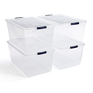 Rubbermaid Cleverstore Clear Plastic Storage Bins with Lids, 95 Qt-4 Pack, 4 Count
