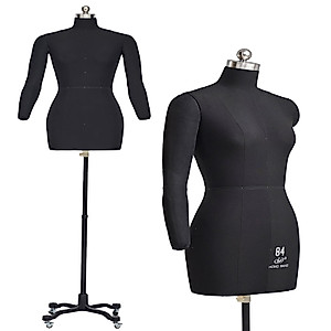 Plus Size Dress Form Female Curvy Full Body, Pinnable Mannequin for Sewing Clothes, Tailor Dressmaker Dummy Mannequin with Soft Arms & Wheels, Adult Full Size ( Color : Black , Size : XXX-Large )