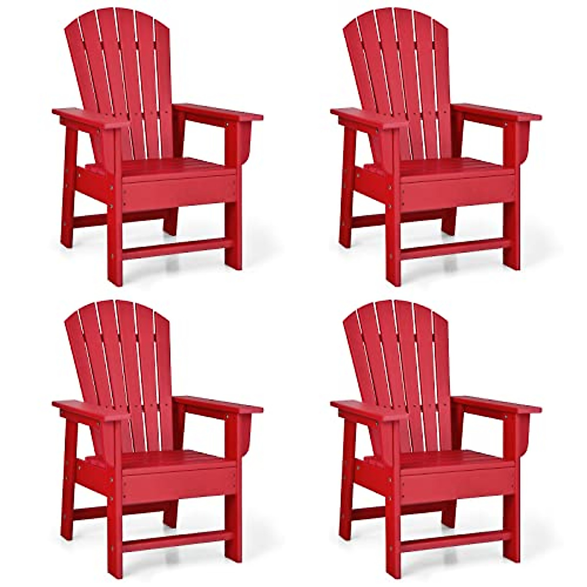 Giantex Adirondack Chair, Kids HDPE Patio Chair Lawn Chair with Ergonomic Backrest for Deck, Porch, Backyard, Poolside, Indoor, Weather Resistance Toddler Outdoor Chair (1, Red)