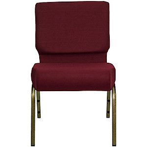 Flash Furniture HERCULES Series 21''W Stacking Church Chair in Burgundy Fabric - Gold Vein Frame