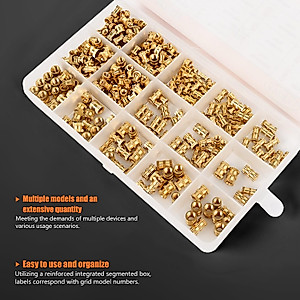 Canitu 420Pcs Threaded Inserts,M2 M3 M4 M5 Female Thread Metric Knurled Embedment Nuts Assortment Kit Brass Heat Set Insert for 3D Printing Components Injection Molding