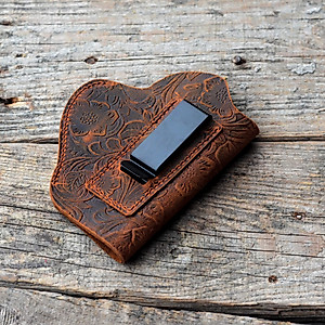 JJNUSA Leather IWB Holster, Genuine Leather Gun Holster for Glock 19 42 43X, Ruger LCP LC9S Security 9 Max 9, Taurus G2 G2C G3C GX4, Springfield Hellcat XD, Sig P365 P320, M&P Fits Most 9mm Flower