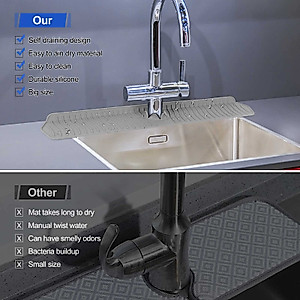 Derlights 24Inch Kitchen Sink Splash Guard, Silicone Faucet Mat Sink Water Splash Guard, Faucet Splash Catcher, Silicone Deflector Under The Faucet, Keep Kitchen and Bathroom Sinks Dry
