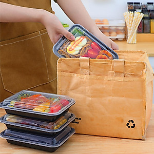 Moretoes 15 Pack 16oz Meal Prep Containers Reusable Plastic Food Storage Containers with Lids, Food Take-Out Box for Lunch Reusable Bento Box, Microwave Freezer Dishwasher Safe