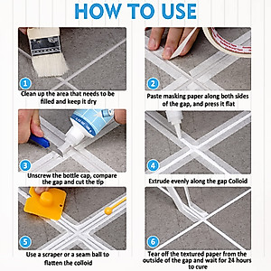 Mallbaola Grout Repair Kit, 2 Pack White Grout Filler Tubes, Grout Sealer Bathroom Shower Kitchen Floor Tile, Fast Drying Tile Grout Paint, Restore and Renew Tile Joints Line, Gaps, Replace Grout Pen