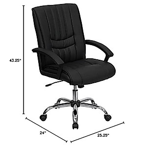 Flash Furniture Hansel Mid-Back Black LeatherSoft Swivel Manager's Office Chair with Arms