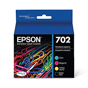Epson T702120-BCS DURABrite Ultra Black and Color Combo Pack Standard Capacity Cartridge Ink & T702XL120-S DURABrite Ultra Black High Capacity Cartridge Ink