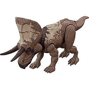 Mattel Jurassic World Strike Attack Zuniceratops Dinosaur Action Figure Toy with Attack Feature & Movable Joints