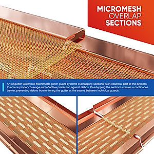 Waterlock Flat Under The Shingle Micromesh Gutter Guards in Copper for Half Round Gutter, 5 inch, 6 inch, 7 Inch Box Gutters, Commercial Gutters, Premium Quality Gutters from Manufacturer (25 Feet)