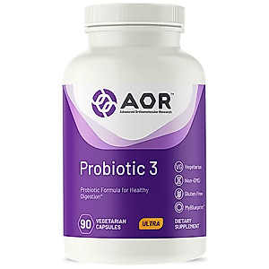 AOR, Probiotic 3, Digestive Aid for a Healthy Gastrointestinal Tract, Gut Flora and Immune Response, Dietary Supplement, 45 Servings (90 Capsules)