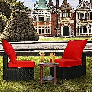 Giantex Patio Cushion Set with Pillow, Deep Seat and Back Cushion, Outdoor Chair Pads with Ties, Cushion Replacement for Patio Furniture, Waterproof 6 Inch Thick Indoor Floor Cushion