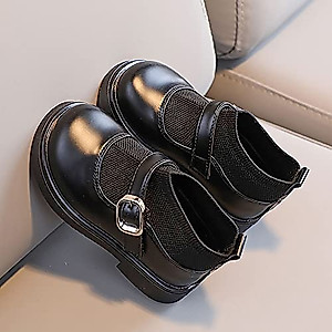 Toddler Girls Boots Little Kid Shoes Short Boots Girls School Leather Shoes Big Kids Mid Calf Boots (Black, 2.5-3 Years Toddler)