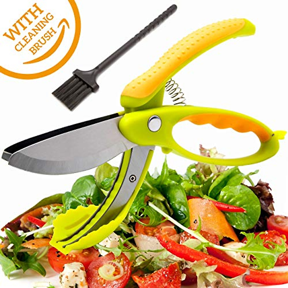 Toss and Chop Salad Tongs, Salad Chopper, Heavy Duty Kitchen Salad Scissors, Multifunction Double Blade Salad Cutting Tool